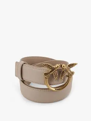 Pinko Berry Leather Belt - Beige