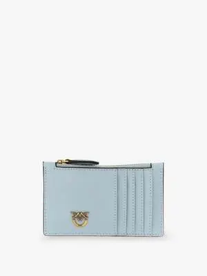 Pinko Airone Leather Card Holder - Blue