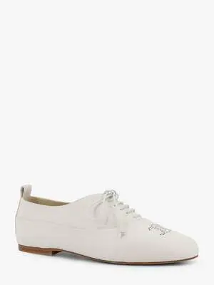 Celine Triomphe Richelieu Leather Laceup Shoe - White