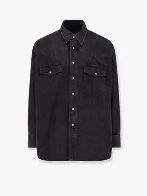 Studio Nicholson Denim Shirt With Enamelled Buttons - Black