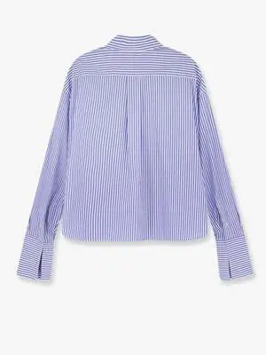 Celine Cropped Striped Cotton Shirt