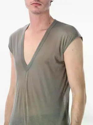 Rick Owens Deep V-neck Sleeveless T-shirt - Grey