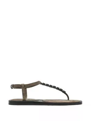 Brunello Cucinelli Beaded-strap Sandals - Brown