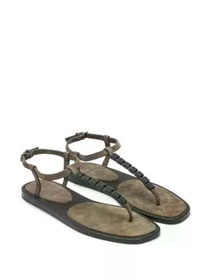 Brunello Cucinelli Beaded-strap Sandals - Brown