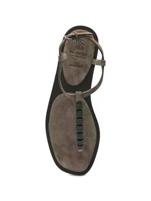 Brunello Cucinelli Beaded-strap Sandals - Brown