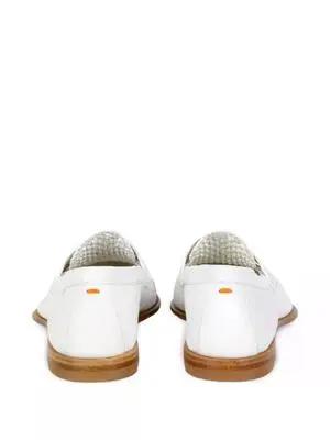 Santoni Leather Loafers With Woven Detail - White