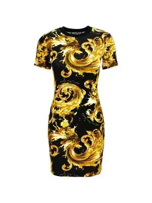 Versace Baroque-print Mini Dress - Black