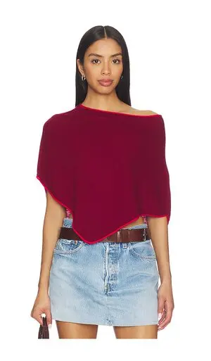 Frankies Bikinis Scout Knit Poncho In Ember In Red - Mulberry