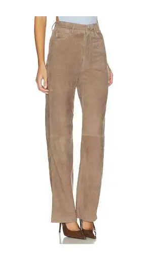 ROTATE BY BIRGER CHRISTENSEN Straight Suede Pants In Brown