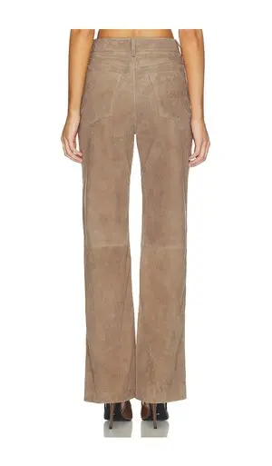 ROTATE BY BIRGER CHRISTENSEN Straight Suede Pants In Brown