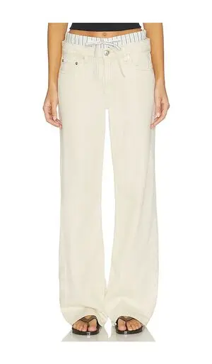 Rag & Bone Featherweight Cam Low Rise Full Boxer Straight Jeans - Sandstripe