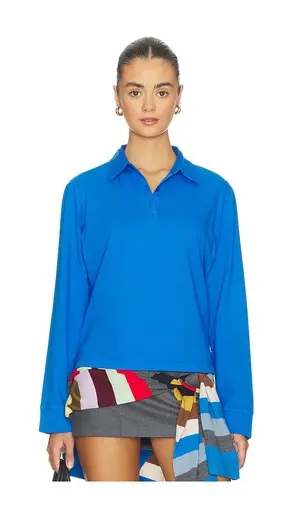 LESET Margo Long Sleeve Polo - Leset Blue
