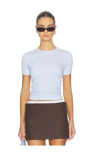 ENZA COSTA Enza Costa Supima Cotton New Classic Short Sleeve Tee In Blue.