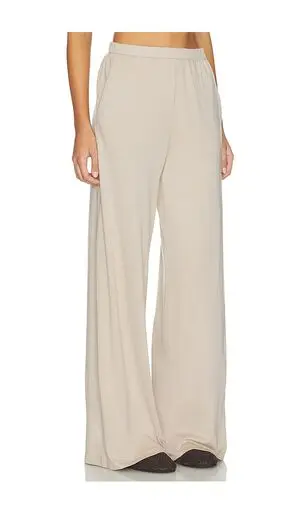 Enza Costa Supima Cotton Wide Leg Pants - Stone
