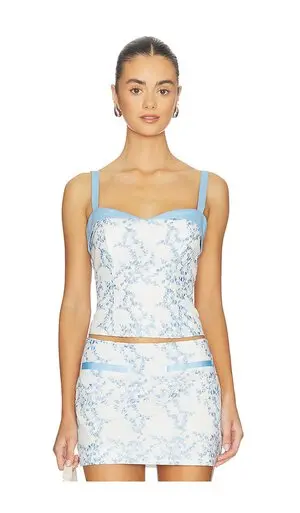 Majorelle Olenna Top - White & Blue