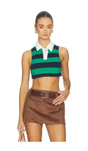 Superdown Koko Crop Top In Green,navy - Green Stripe