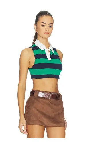 Superdown Koko Crop Top In Green,navy