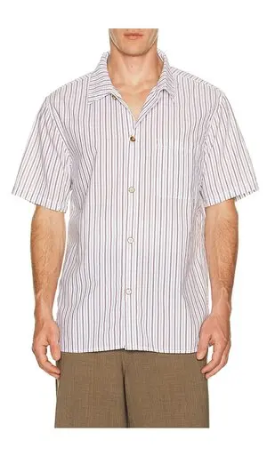 RHYTHM Seersucker Stripe Shirt In White