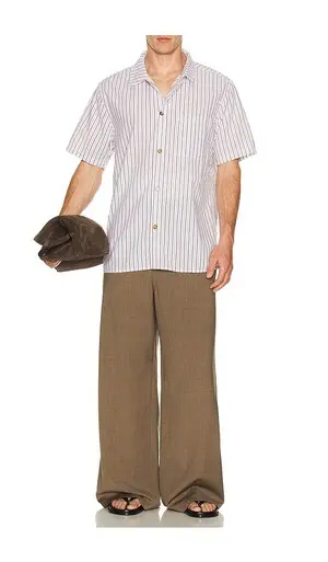 RHYTHM Seersucker Stripe Shirt In White