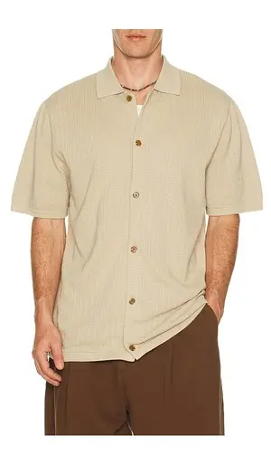 RHYTHM West Winds Stripe Shirt In Brown - Stone