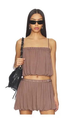 Superdown Dakoa Bubble Top In Taupe