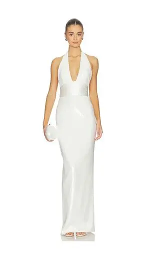 Retrofete Kelsie Sequin Halterneck Dress - White