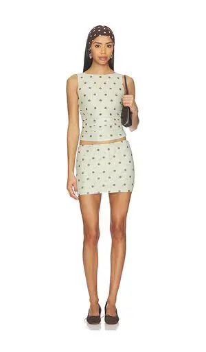 MORE TO COME Logan Mini Skirt Set - Sage Polka Dot