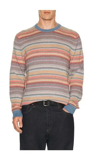 Marine Layer Reed Jacquard Sweater In Blue - Multi Baja Stripe