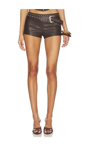 Superdown Melisa Faux Leather Short - Brown