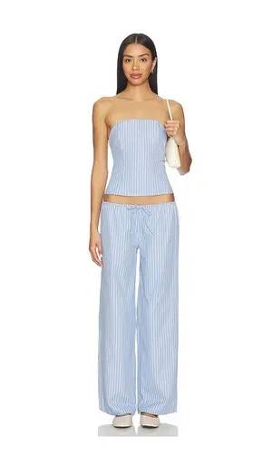 MORE TO COME Strapless Striped Top