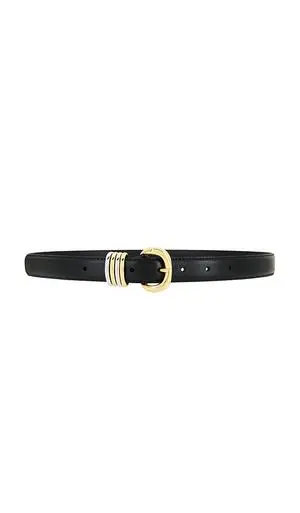 Madewell Inez Belt In Black - True Black With Mixed Metal Leather