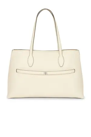 TOTEME Grained Leather Lounge Tote Bag In Cream - Milk