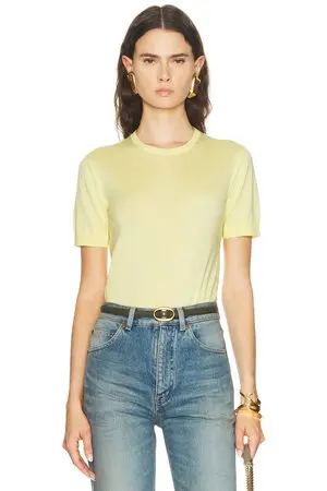Saint Laurent Short Sleeve Pullover Sweater - Jaune Pale
