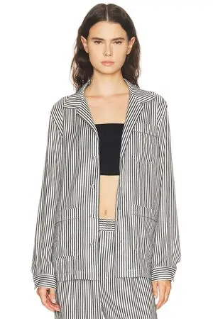 TOM FORD Striped Silk Pyjama Shirt In Black,white