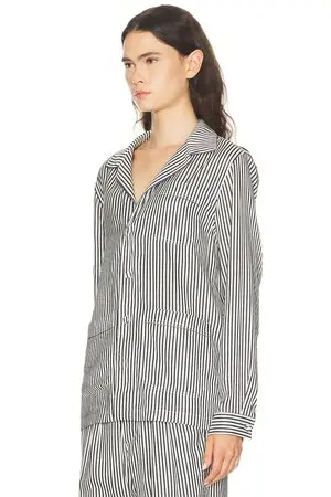 TOM FORD Striped Silk Pyjama Shirt In Black,white