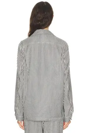 TOM FORD Striped Silk Pyjama Shirt In Black,white