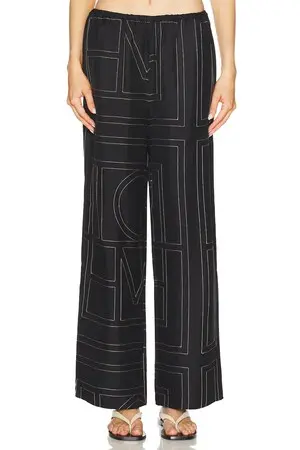 TOTEME Monogram Silk Pj Bottom - Black