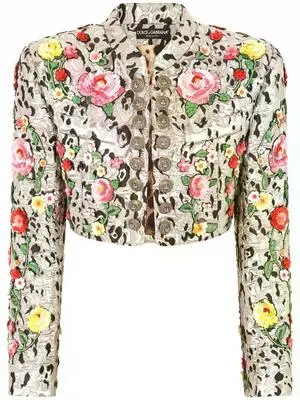 Dolce & Gabbana Embroidered Jacquard Jacket - Neutrals