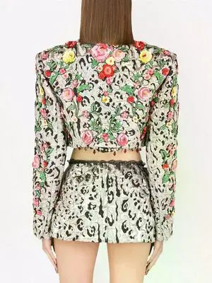 Dolce & Gabbana Embroidered Jacquard Cropped Jacket