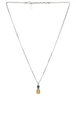 Saint Laurent Pineapple Pendant Necklace In Metallic Silver - Argent Oxyde  Vert  & Ja