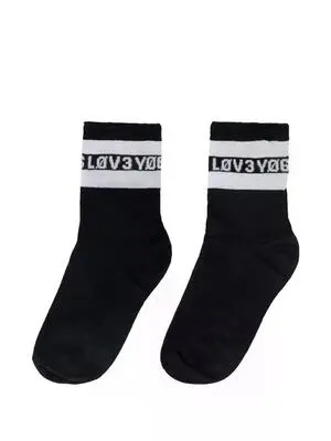 Red Valentino Striped Crew Socks
