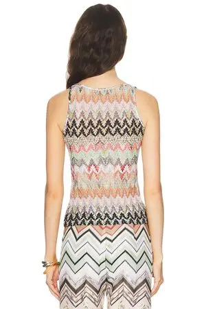 Missoni Tank Top In White,pink - White  Pink  & Light Blue Tones