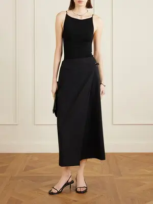 ST. AGNI Wool Midi Wrap Skirt