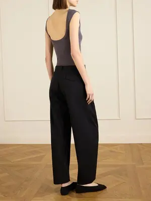 ST. AGNI Wool Barrel-leg Trousers