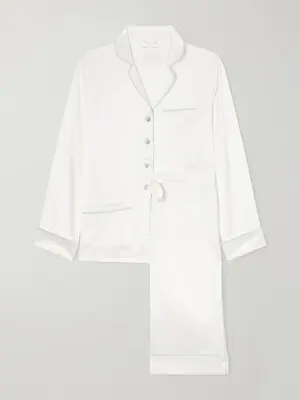 Olivia Von Halle Coco Silk-satin Pajama Set Ivory