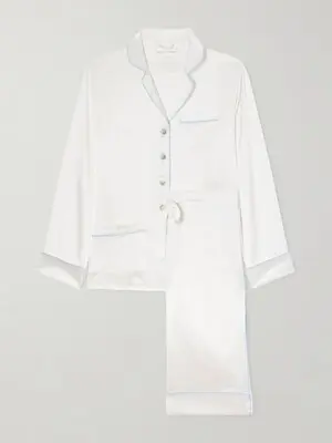 Olivia Von Halle Coco Silk-satin Pajama Set - Neutrals