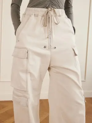 Rick Owens Jumbo Belas Cotton-blend Wide-leg Cargo Pants - Neutrals