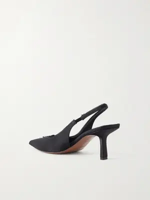 NEOUS Moriah Lace-trimmed Twill Slingback Pumps - Black