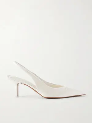 NEOUS Moriah Lace-trimmed Twill Slingback Pumps - Neutrals