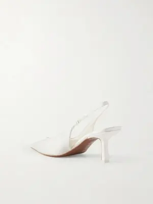 NEOUS Moriah Lace-trimmed Twill Slingback Pumps - Neutrals